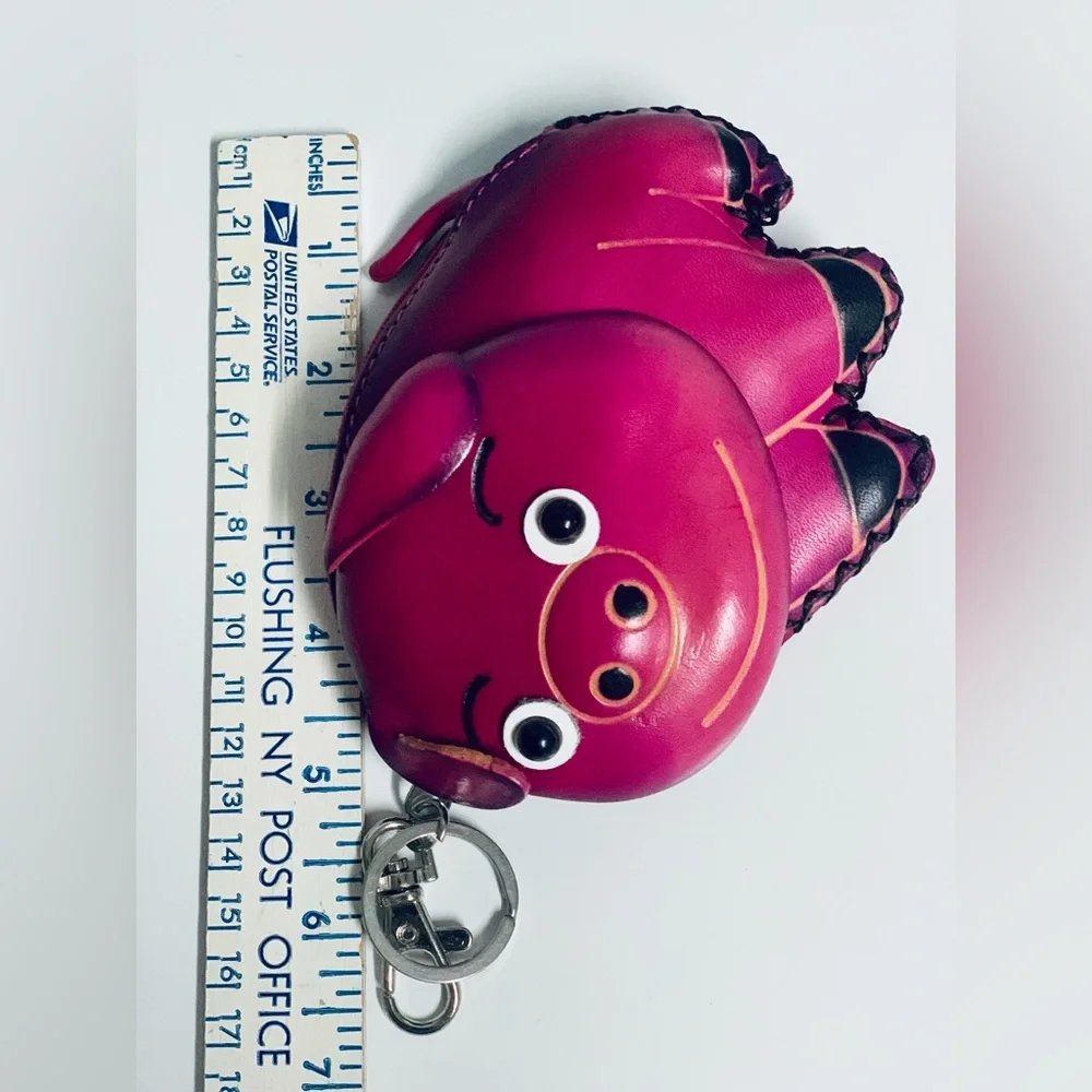 Handmade | Bags | Handmade Rose Pink Leather Piggy Coin Purse Cute ...